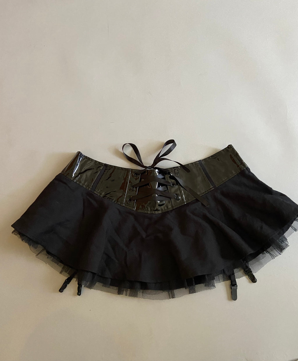 Vintage Lip Service Black Low Rider Garter Suspender Micro Mini-Skirt ...
