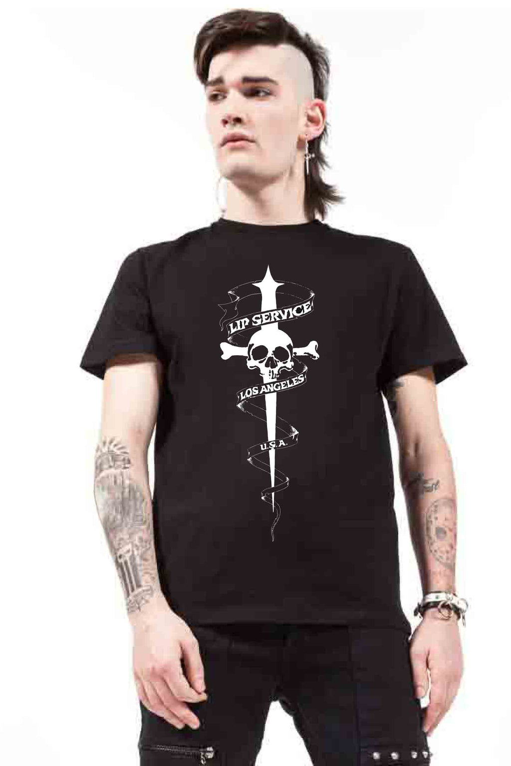 Lip Service Dagger Banner T-shirt-Tops-Lip Service